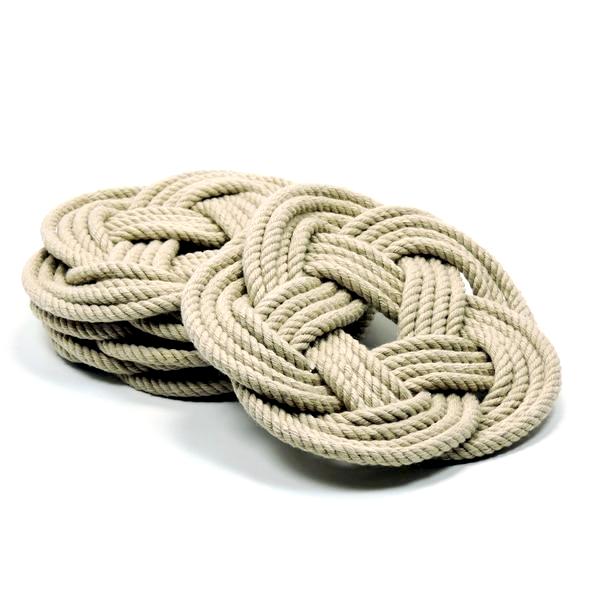 Nautical Sailor Knot Coasters in Tan | Absorbent Coaster | Mystic ...