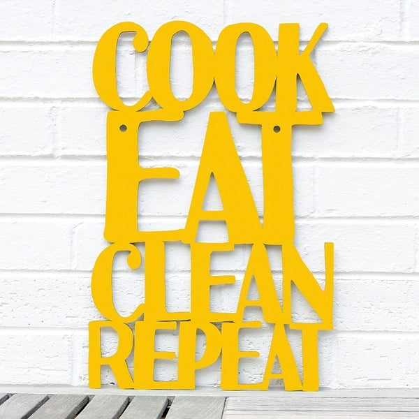 Cook Eat Clean Repeat | Wood Word Sign | Spunkyfluff | Kitchen Sign ...