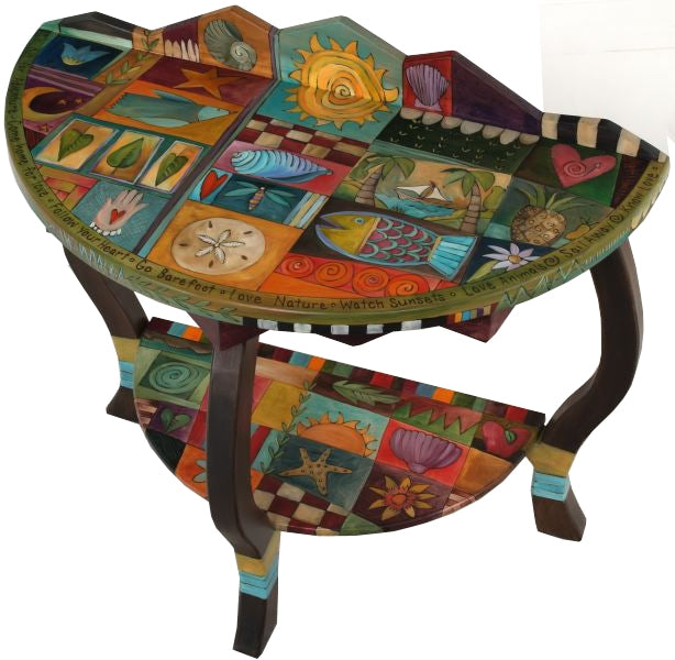 Half Round Table-Patchwork | Sticks Handmade – Random Acts Of Art